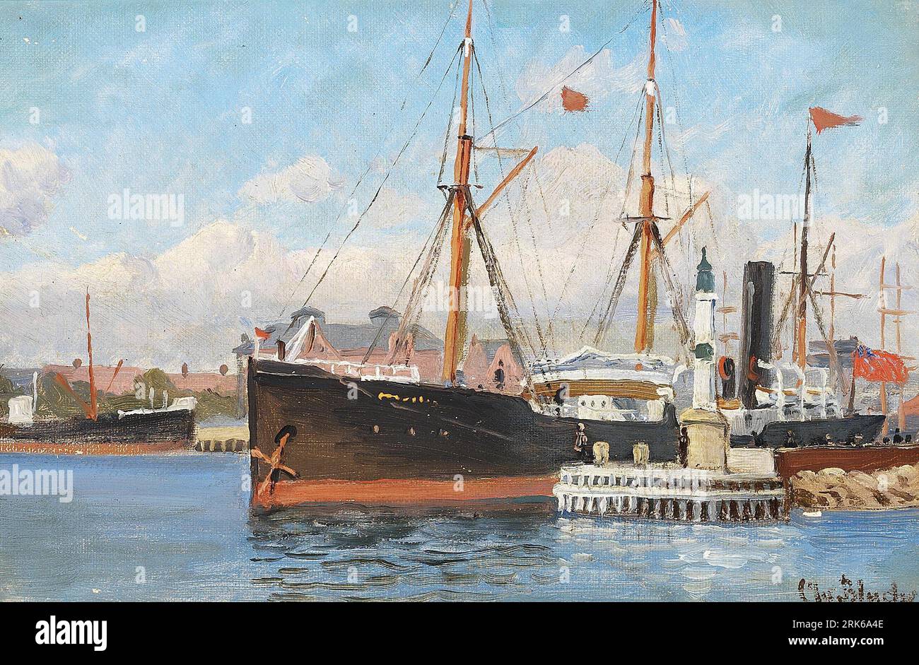 Harbour scene with ships. between 1856 and 1920 by Christian Blache ...