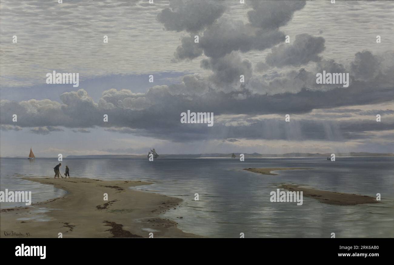 Quiet Afternoon over the Lynæs Sandbanks 1893 by Christian Blache Stock ...