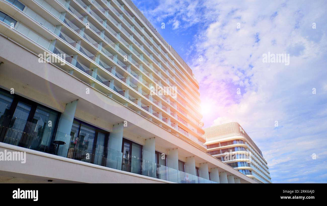 Modern beautiful luxury hotel resort building Stock Photo - Alamy