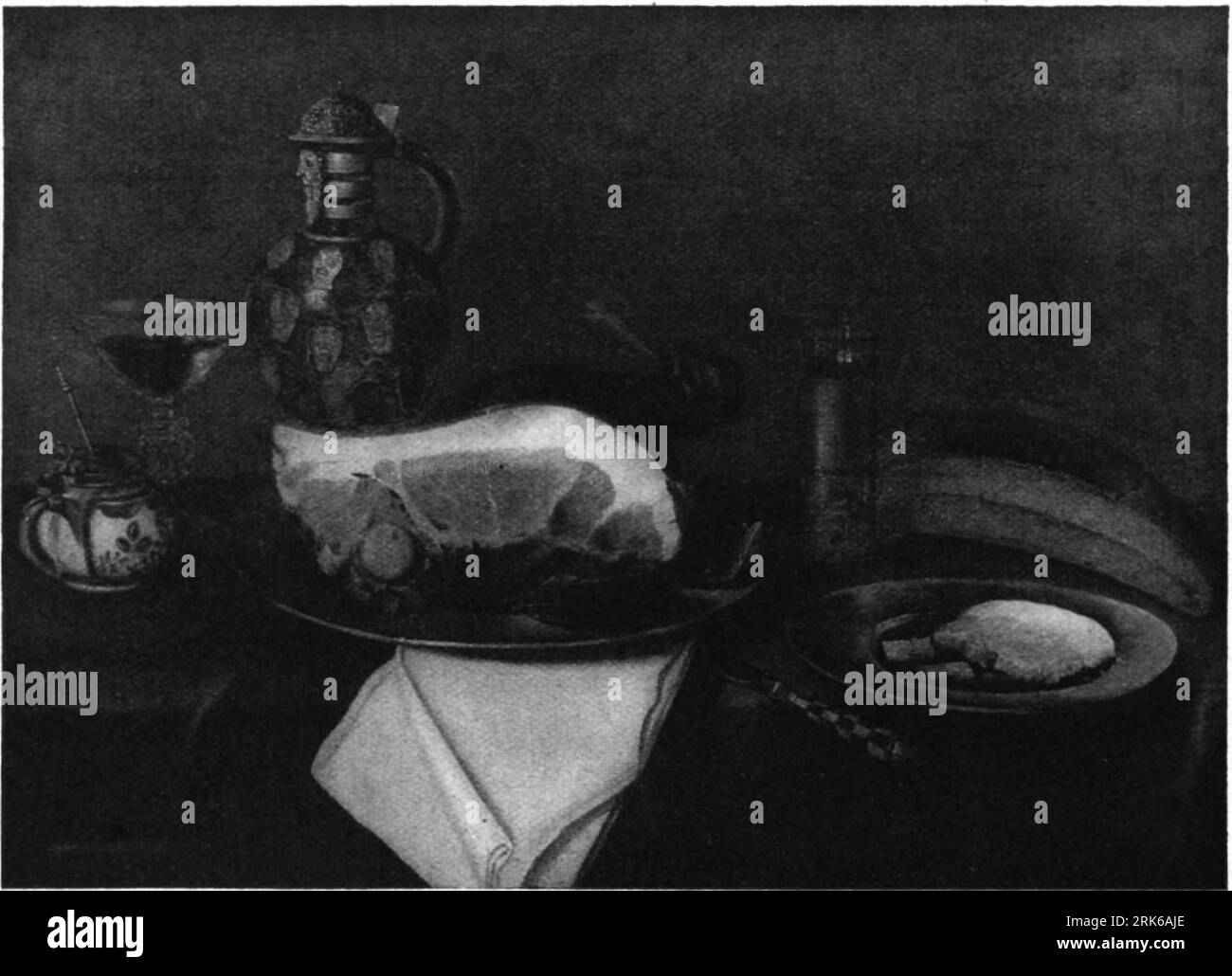 Still life with ham circa 1660 by Cornelis Mahu Stock Photo - Alamy