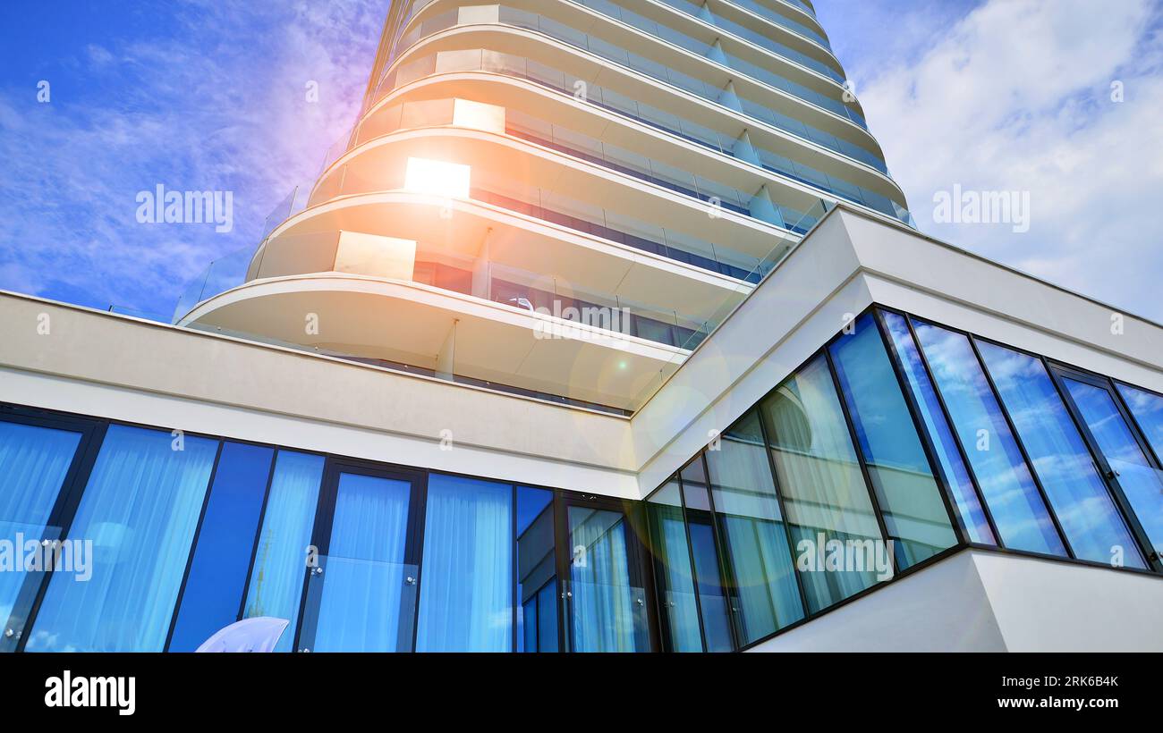 Modern beautiful luxury hotel resort building Stock Photo - Alamy