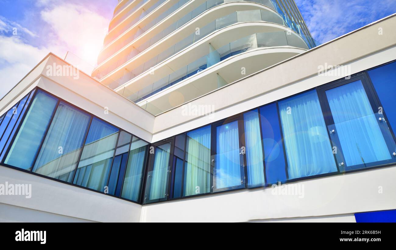 Modern beautiful luxury hotel resort building Stock Photo - Alamy