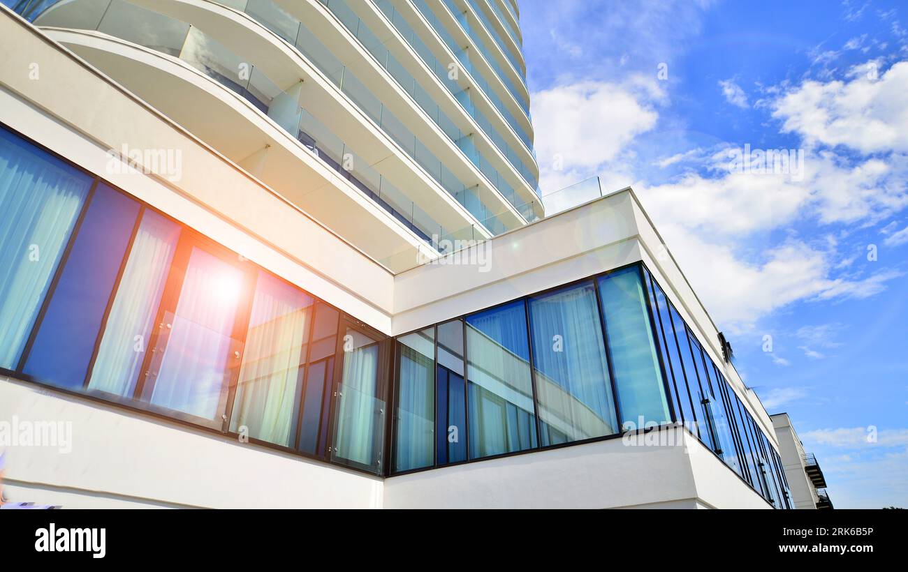 Modern beautiful luxury hotel resort building Stock Photo - Alamy