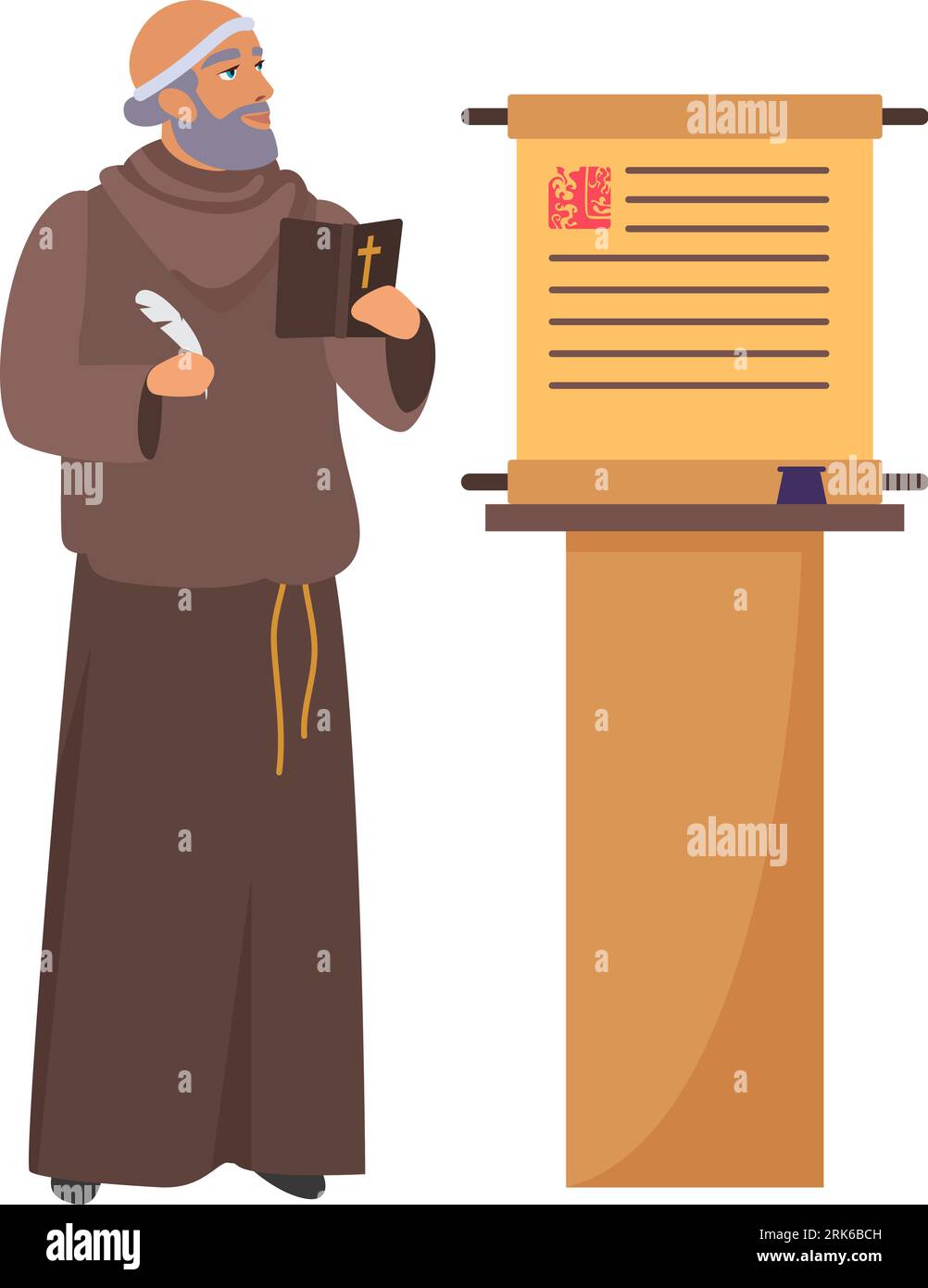 Medieval christian religious priest. Medieval monk, medieval church ...