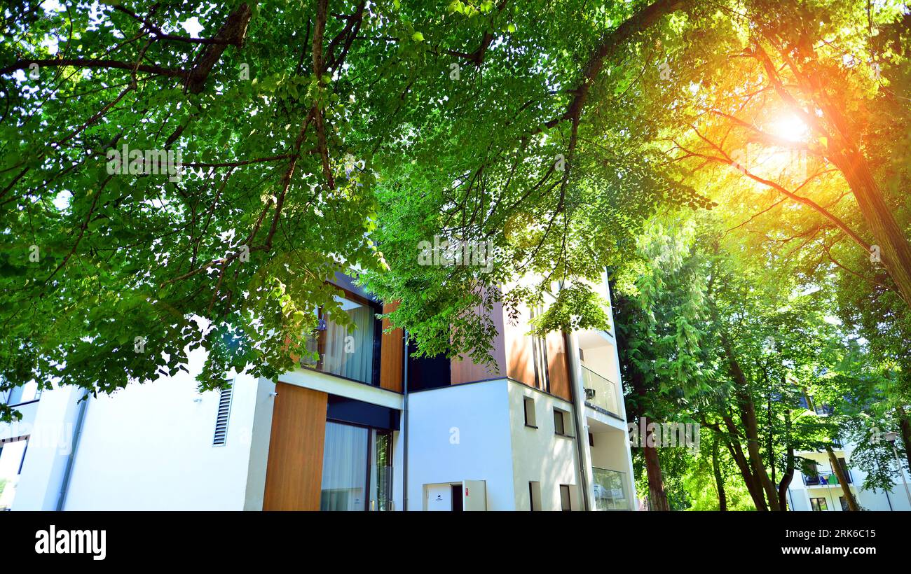 Low energy houses with apartments. Residential area with ecological and ...
