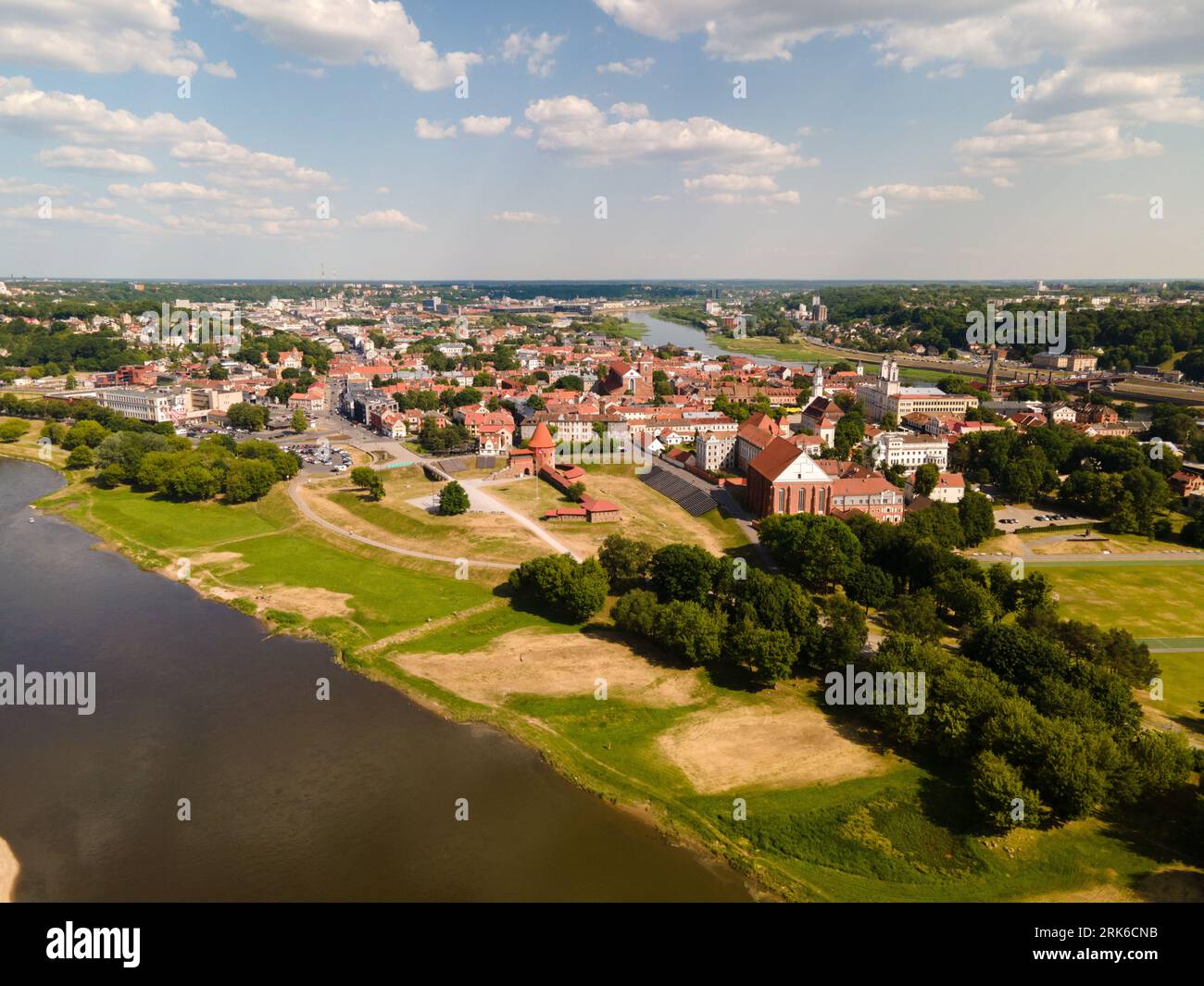 An aerial view of Kaunas on a sunny summer day. Lithuania Stock Photo ...
