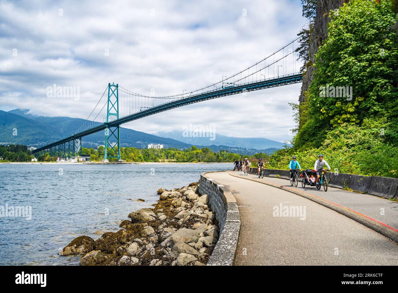 Lions Gate suspension bridge (1938) crossing Burrard Inlet, seen from ...