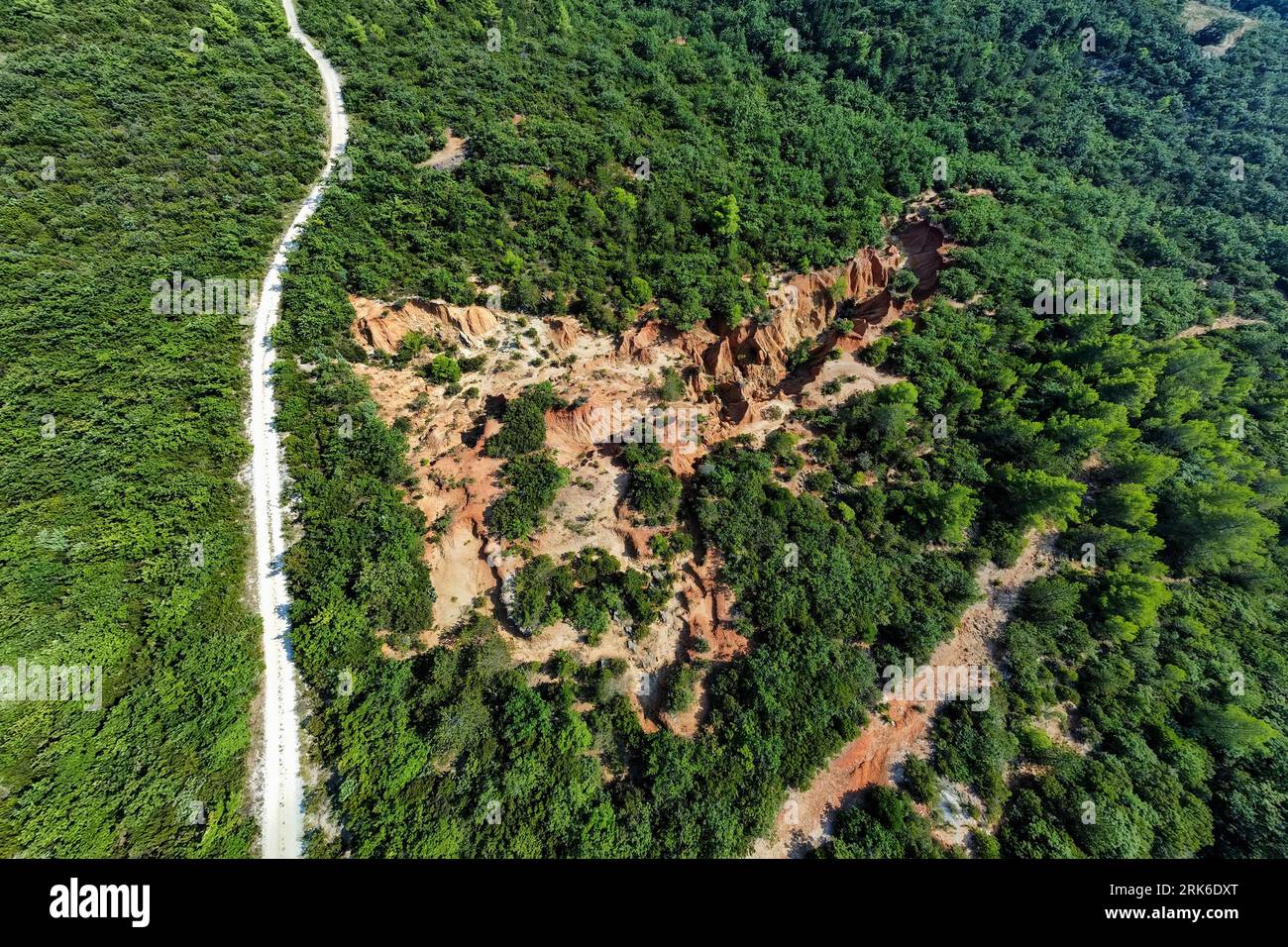 Radovin, Croatia. 16th Aug, 2023. Aerial photo of mousterian open-air ...