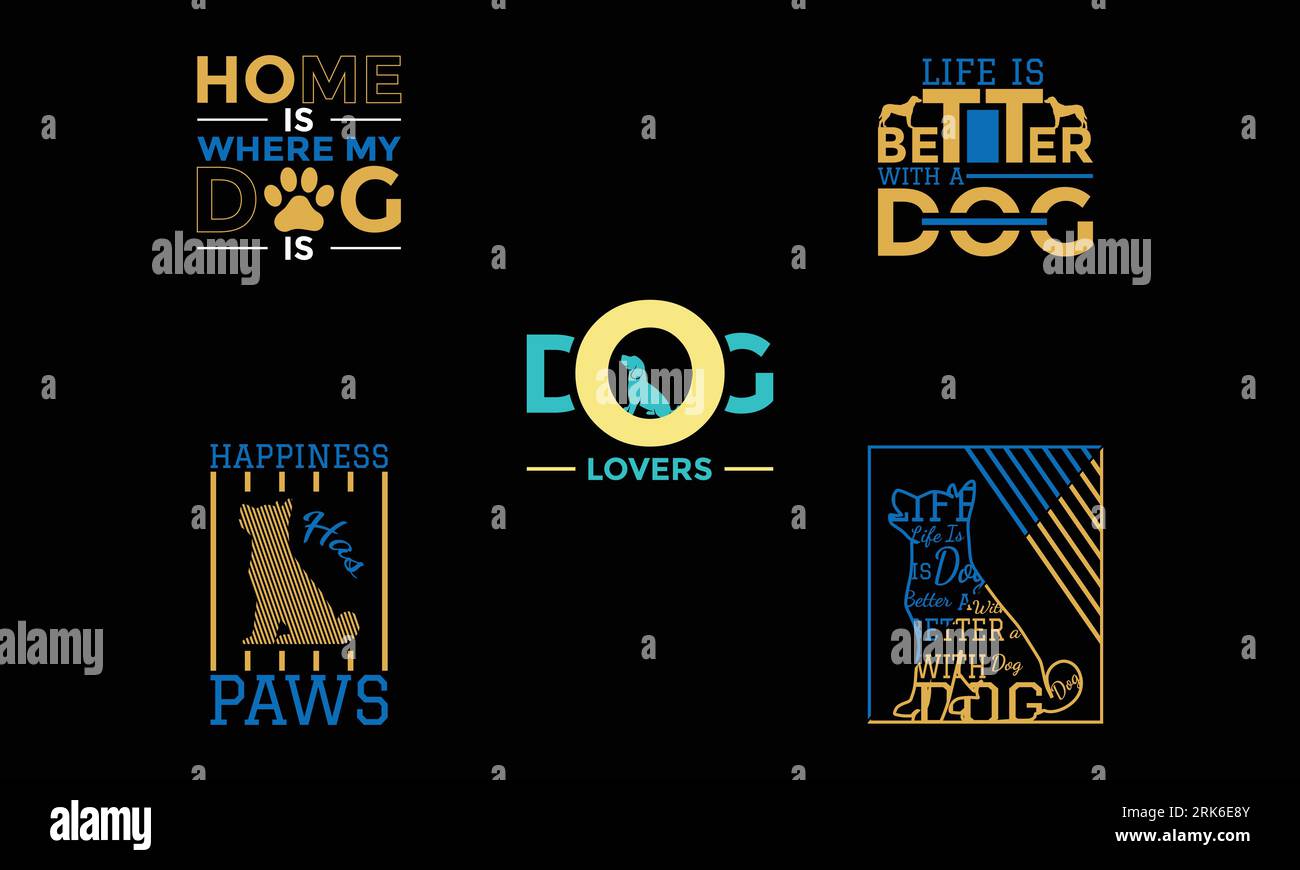 Dog Typography T Shirt Design Bundle Stock Vector Image & Art - Alamy