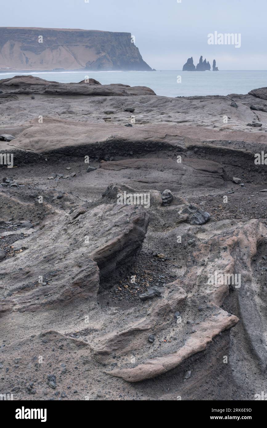 Dramatic Coastal scenery with sea arches and basalt columns near Via ...