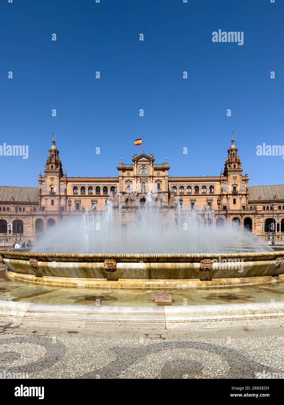 A view of the Plaza de Espana in Seville on a hot spring day. It ...