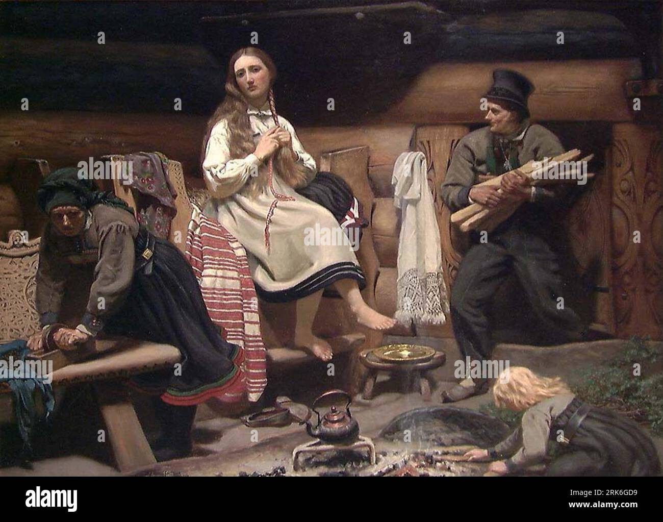 Old Farm Interior from Setesdal 1869 by Olaf Isaachsen Stock Photo - Alamy