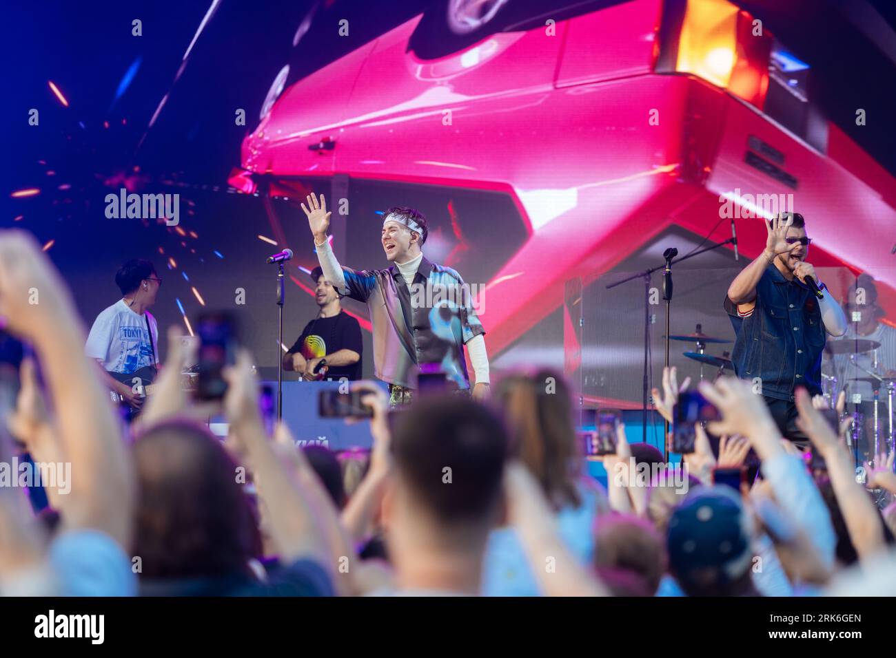 August 19, 2023. - Russia, Moscow. - Gayazov Brothers band performs at ...