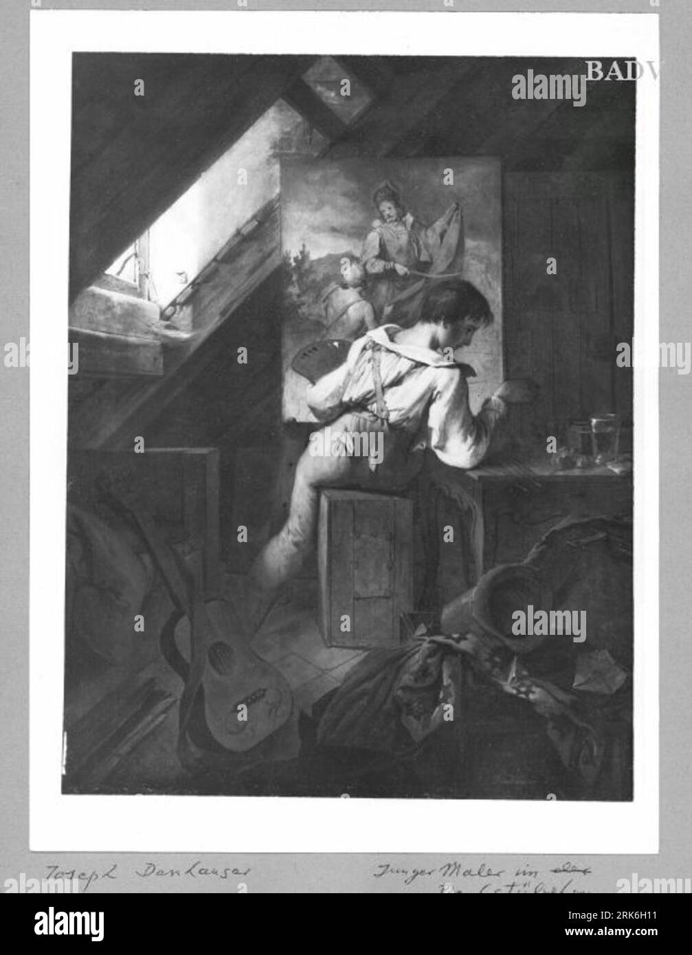 Poor (young) Painter in a Cottage Studio 1831 by Josef Danhauser Stock ...