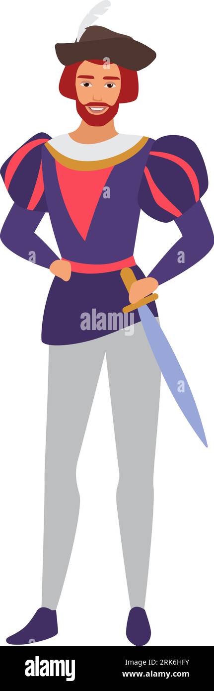 Medieval lord man. Middle ages lord, man in medieval clothing cartoon ...