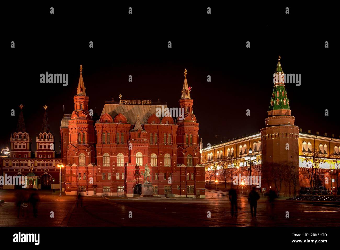 An illuminated view of Red Square in Moscow, Russia at night Stock ...