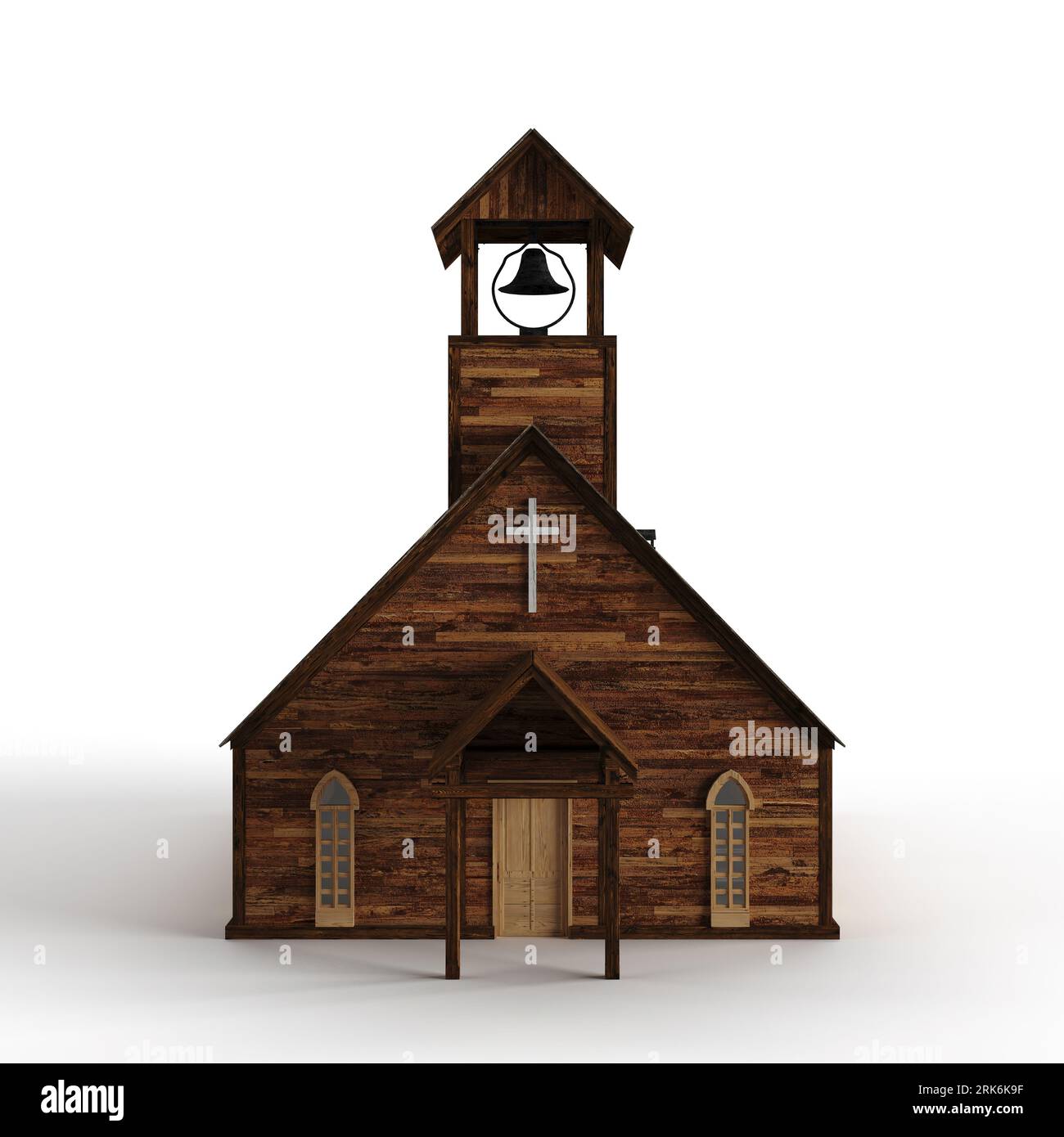 A 3D rendering of a small chapel model isolated on a white background ...