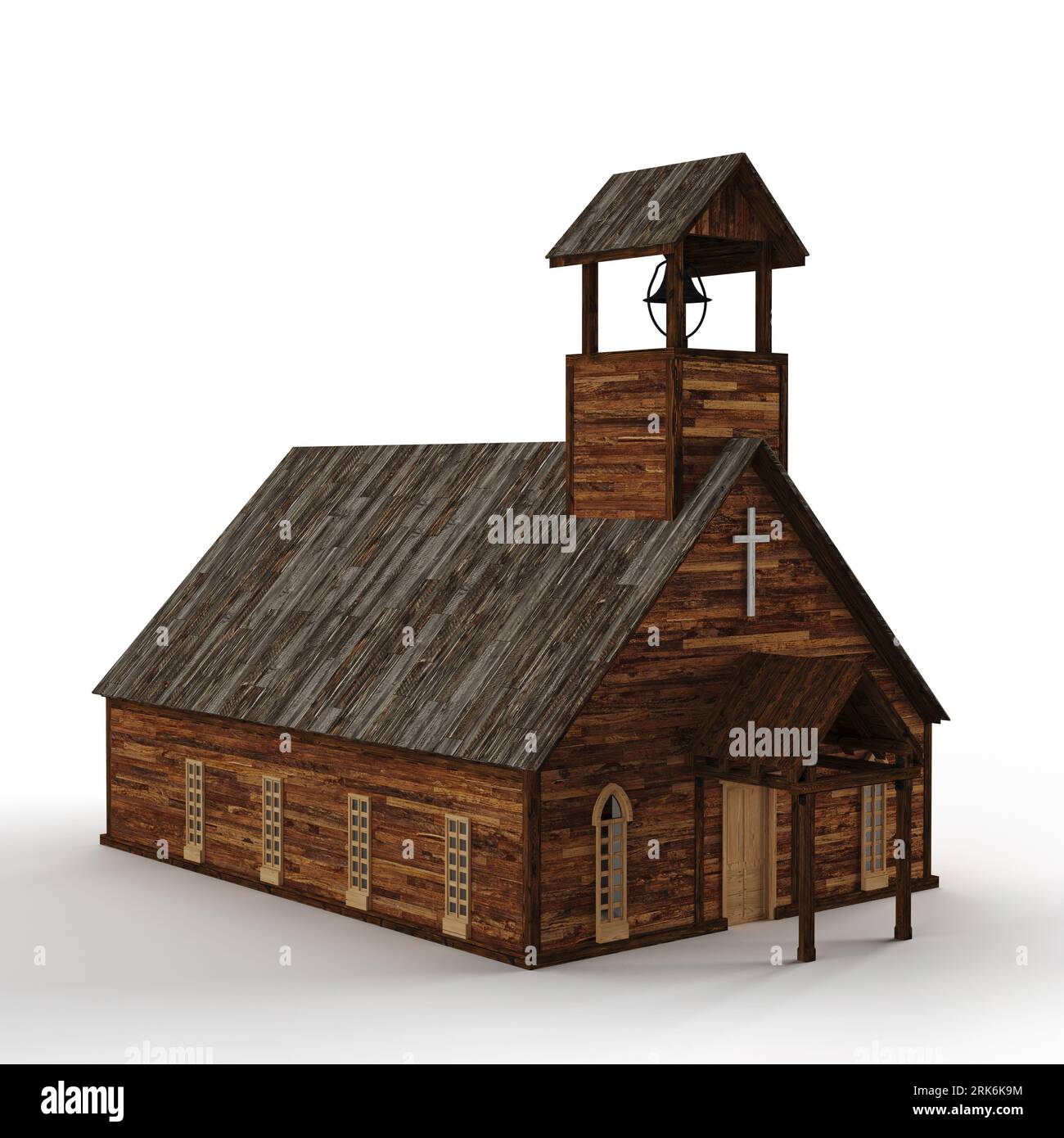 A 3D rendering of a small chapel model isolated on a white background ...