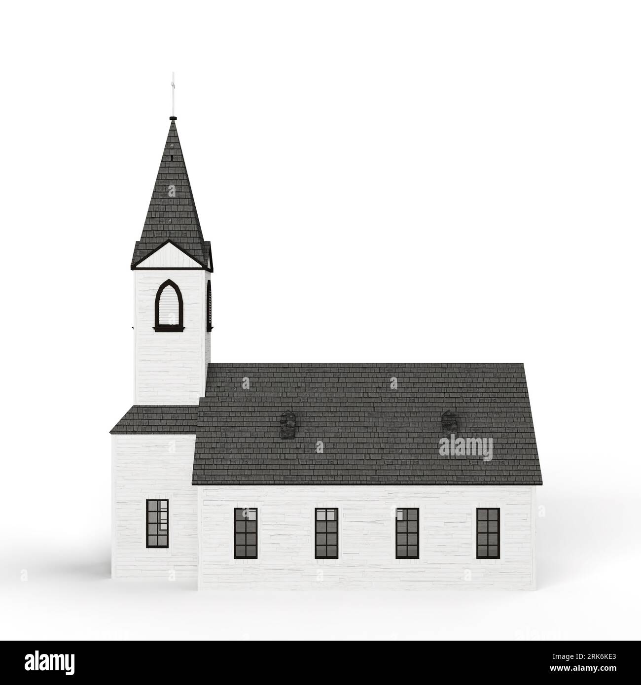 A 3D rendering of a small chapel model isolated on a white background ...