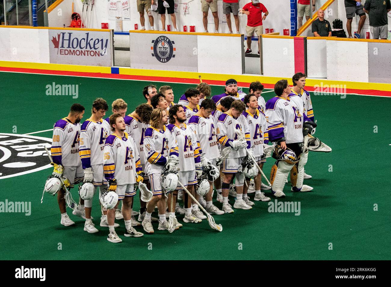 Edmonton, Canada. 22nd Aug, 2023. Coquitlam Adanacs (White/Yellow) line ...