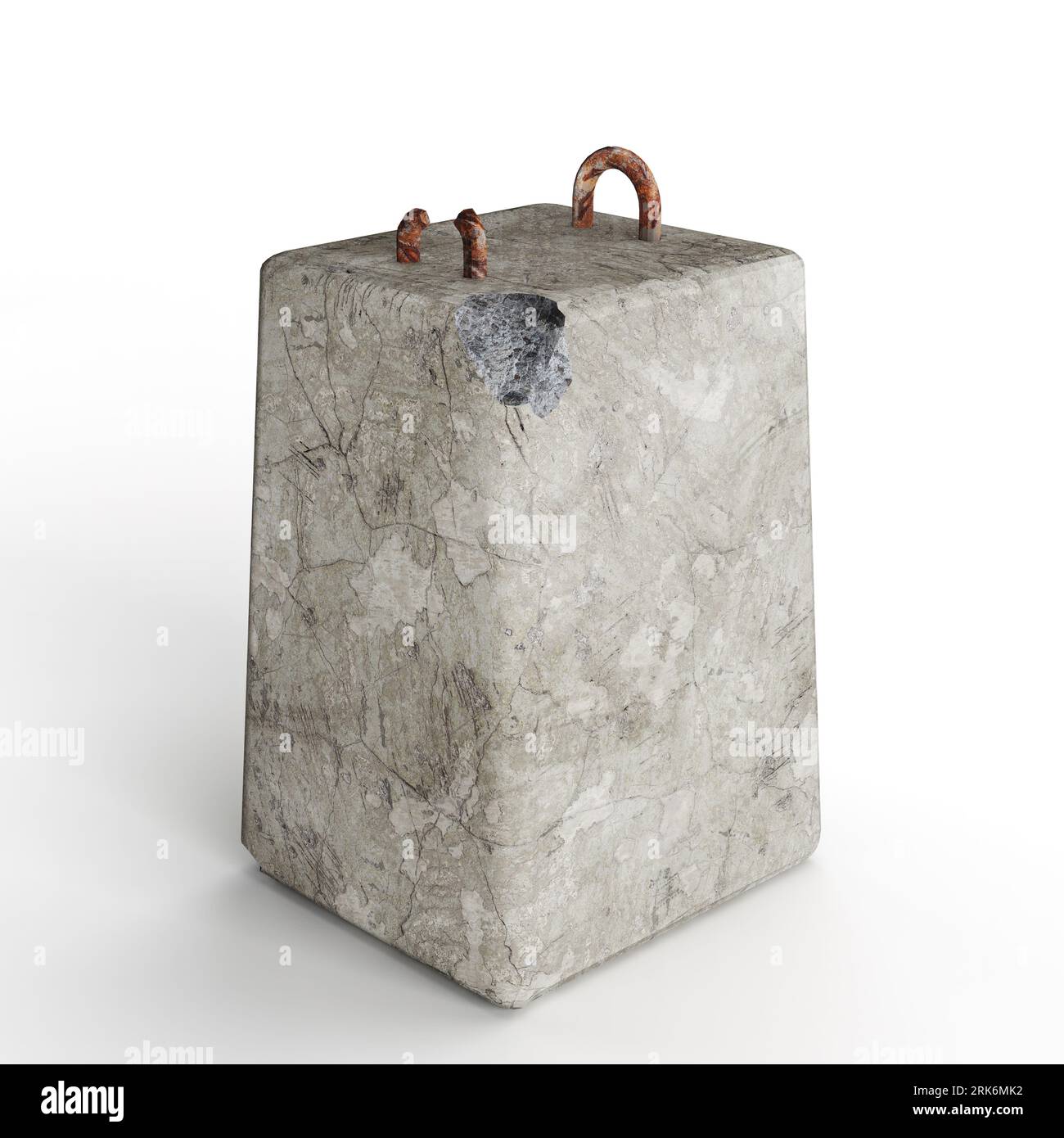 3D rendering of a large concrete cube isolated on a white background ...