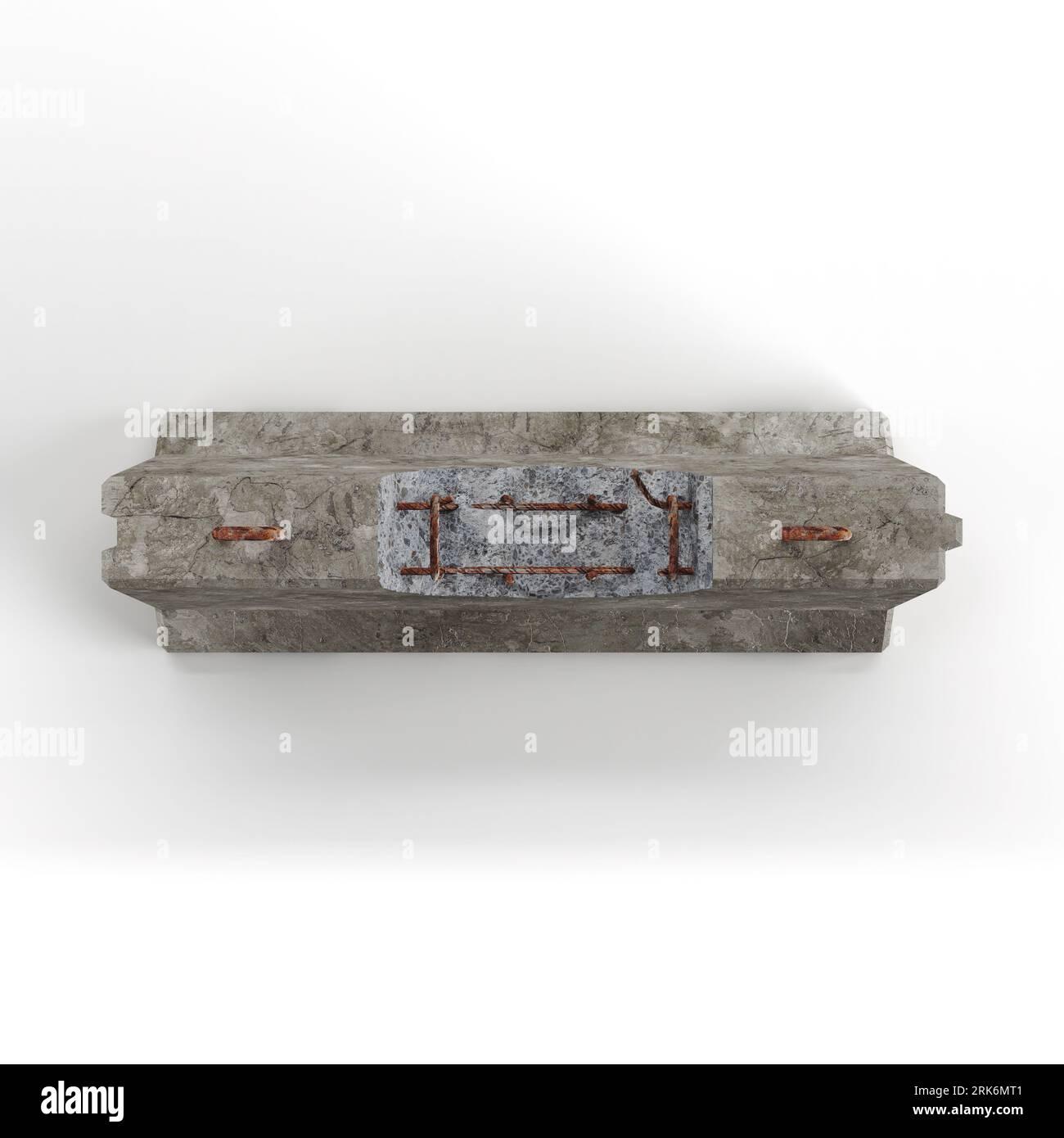 3D rendering of a large concrete cube isolated on a white background ...