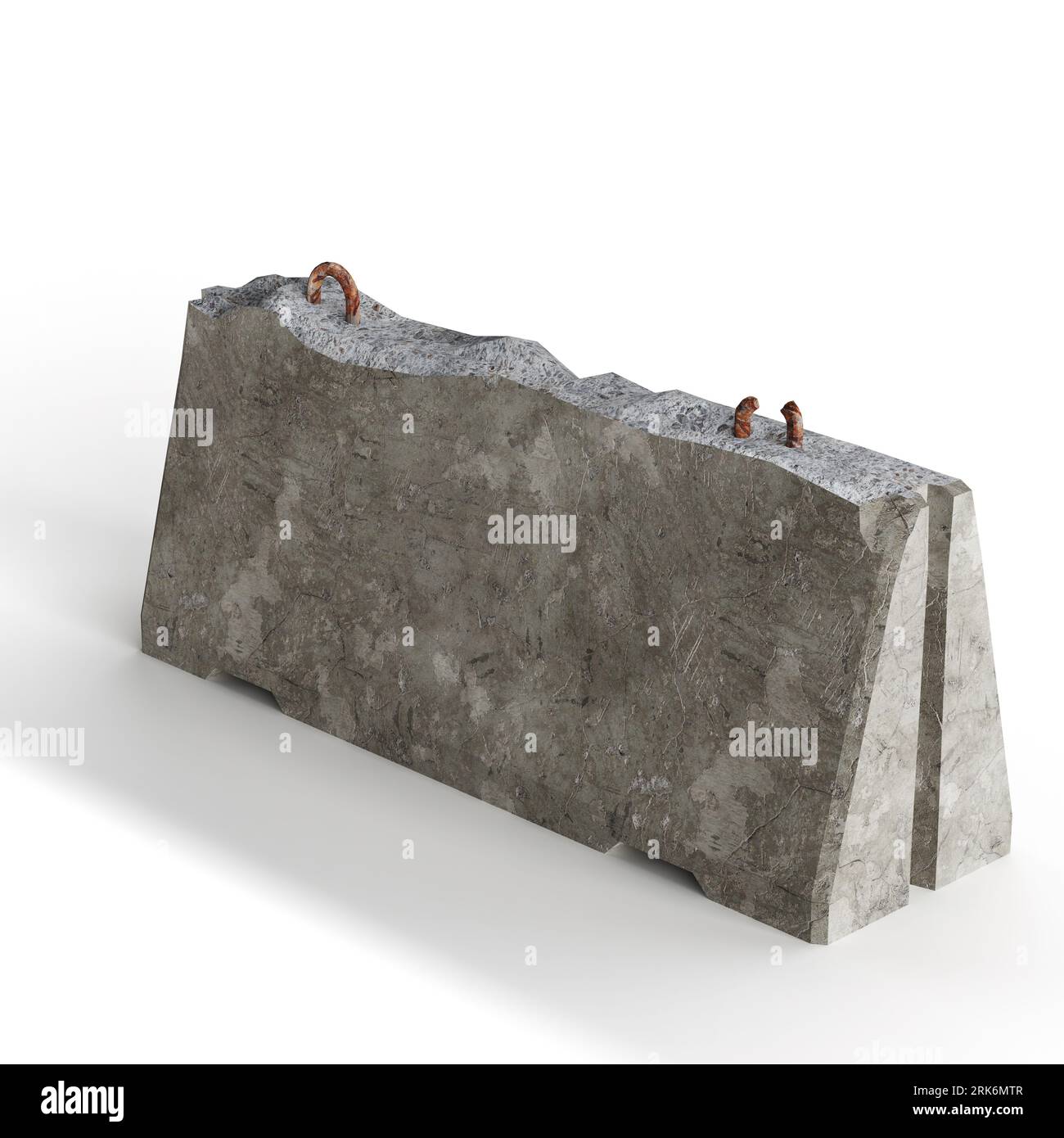 3D rendering of a large concrete cube isolated on a white background ...