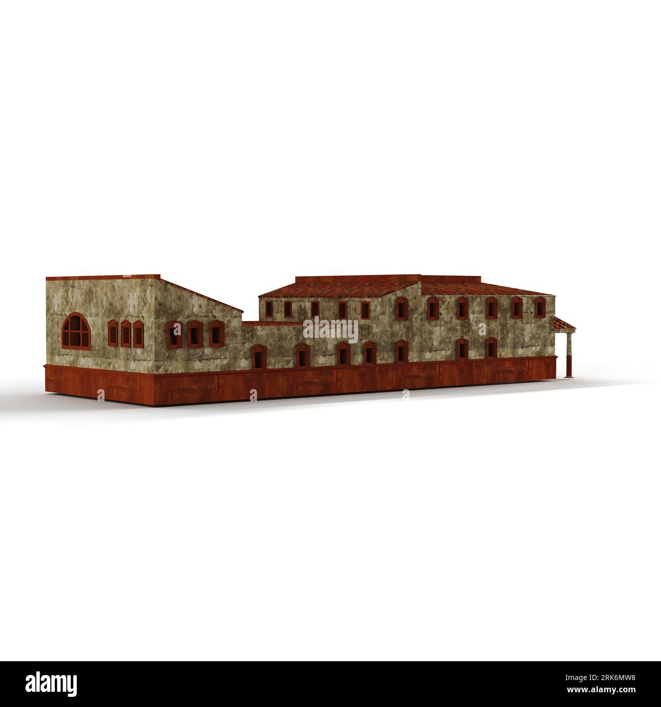 A 3D rendering of a multi-story building model with various windows ...