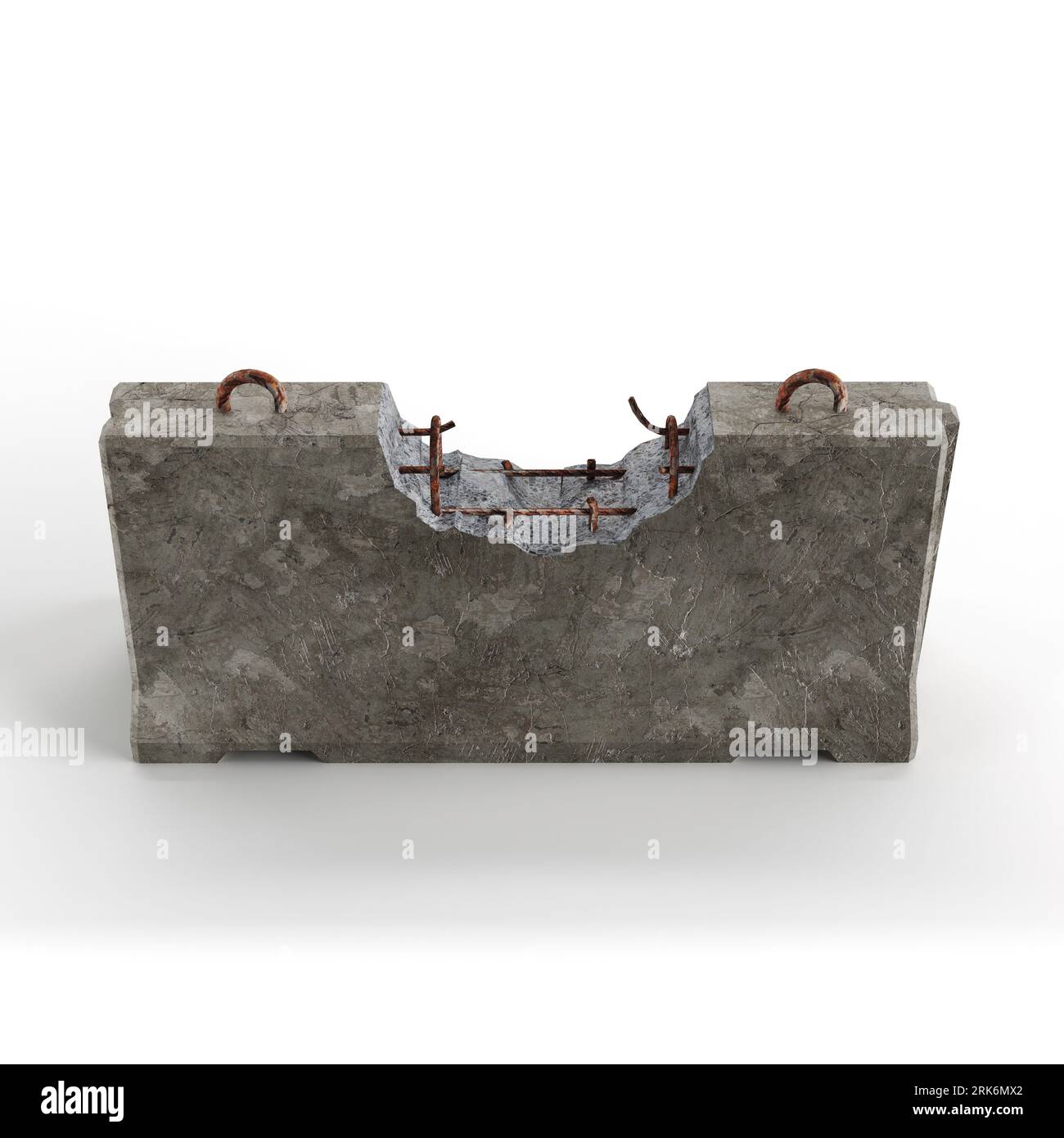 3D rendering of a large concrete cube isolated on a white background ...