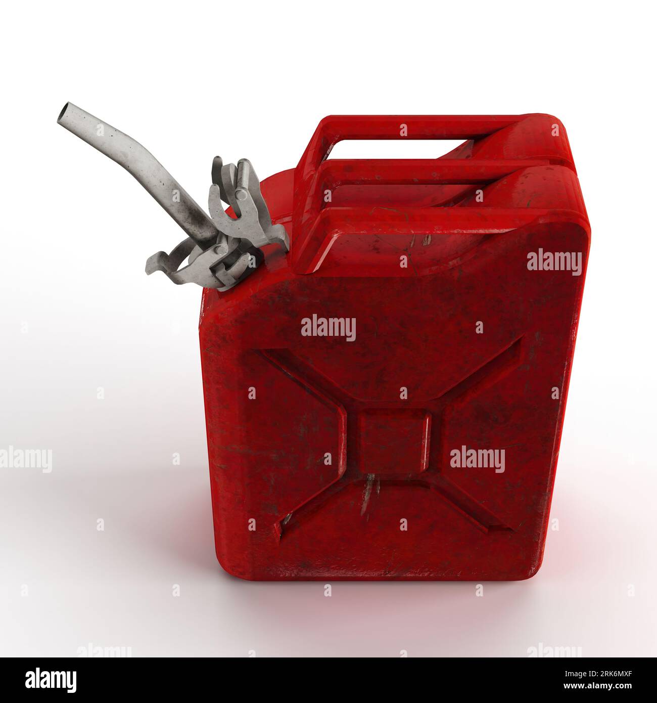 A 3D rendering of a red petrol canister model isolated on a white ...