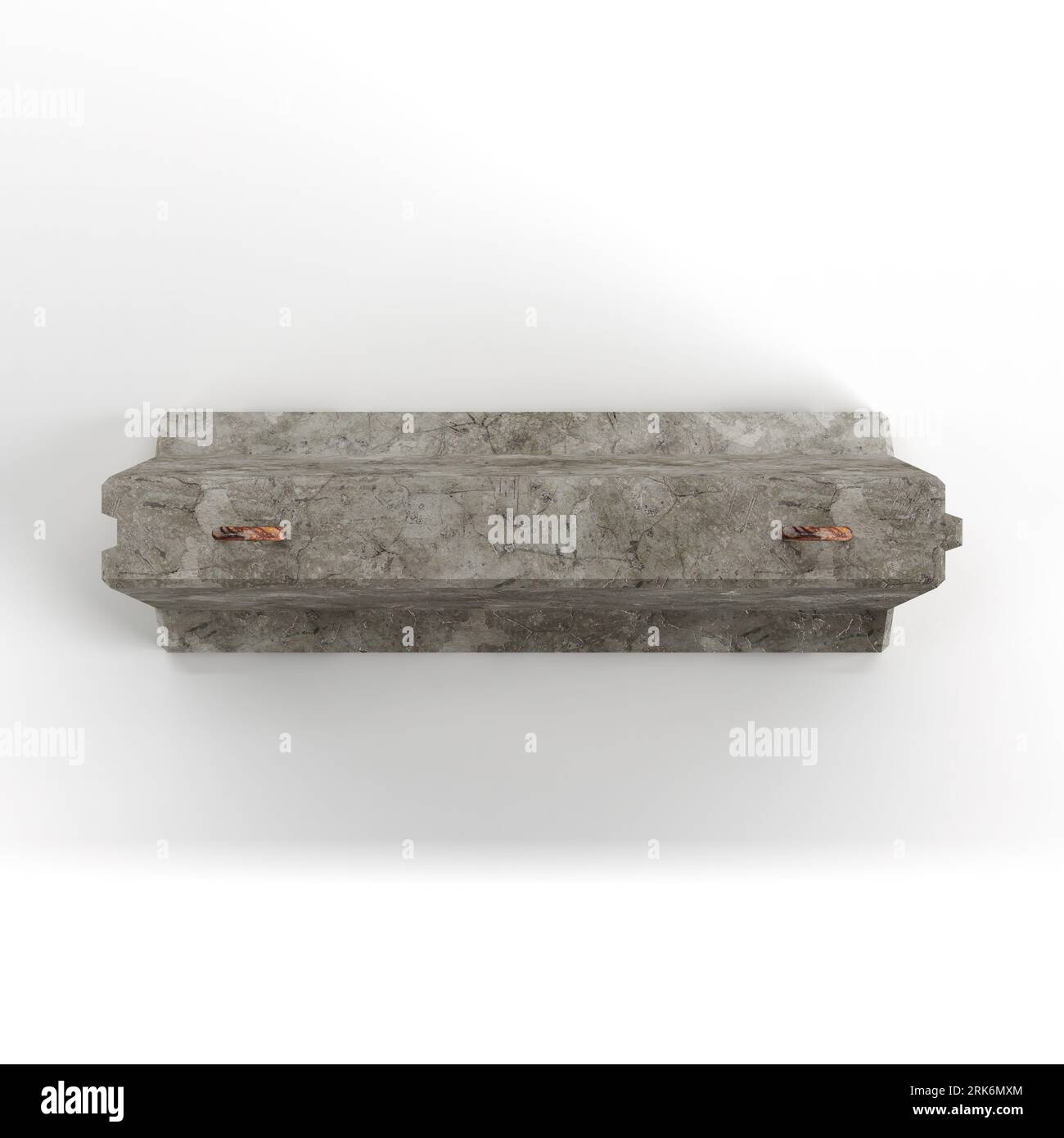 3D rendering of a large concrete cube isolated on a white background ...