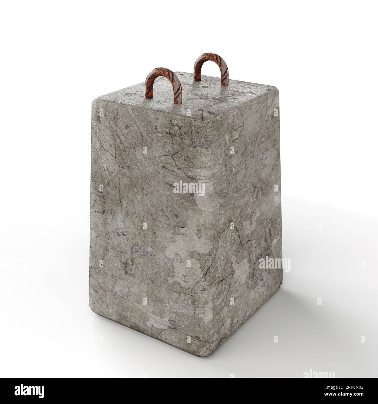 3D rendering of a large concrete cube isolated on a white background ...