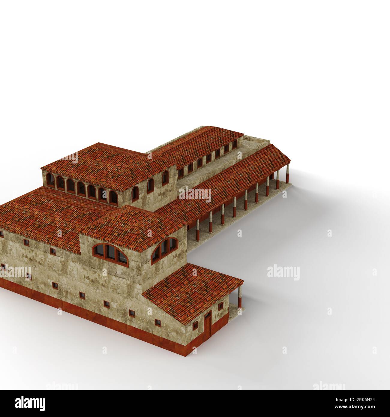 A 3D rendering of a multi-story building model with various windows ...
