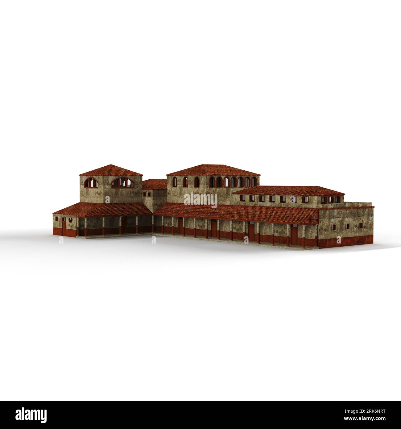 A 3D rendering of a multi-story building model with various windows ...