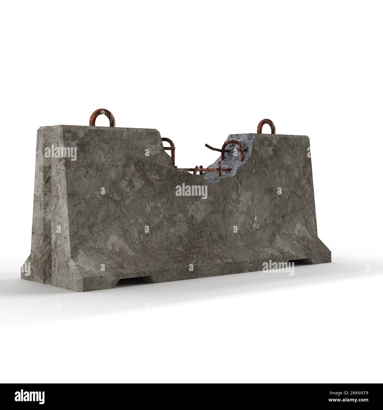 3D rendering of a large concrete cube isolated on a white background ...