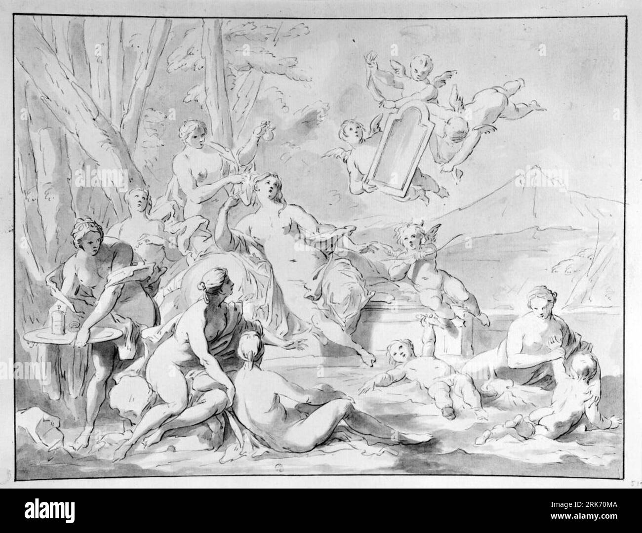 Landskap med nymfer och fauner by Pierre-Jacques Cazes Stock Photo - Alamy