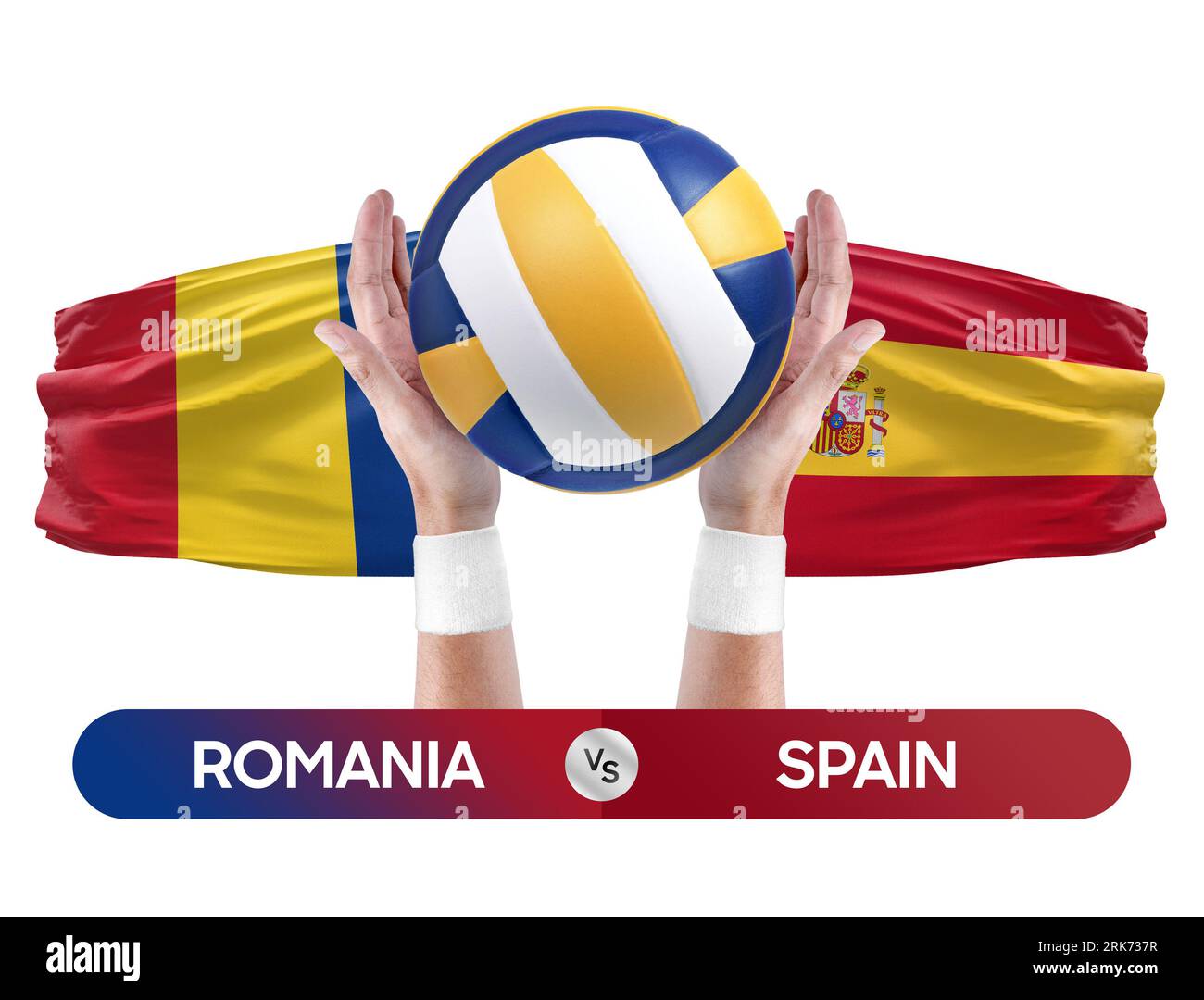 Romania vs Spain national teams volleyball volley ball match ...