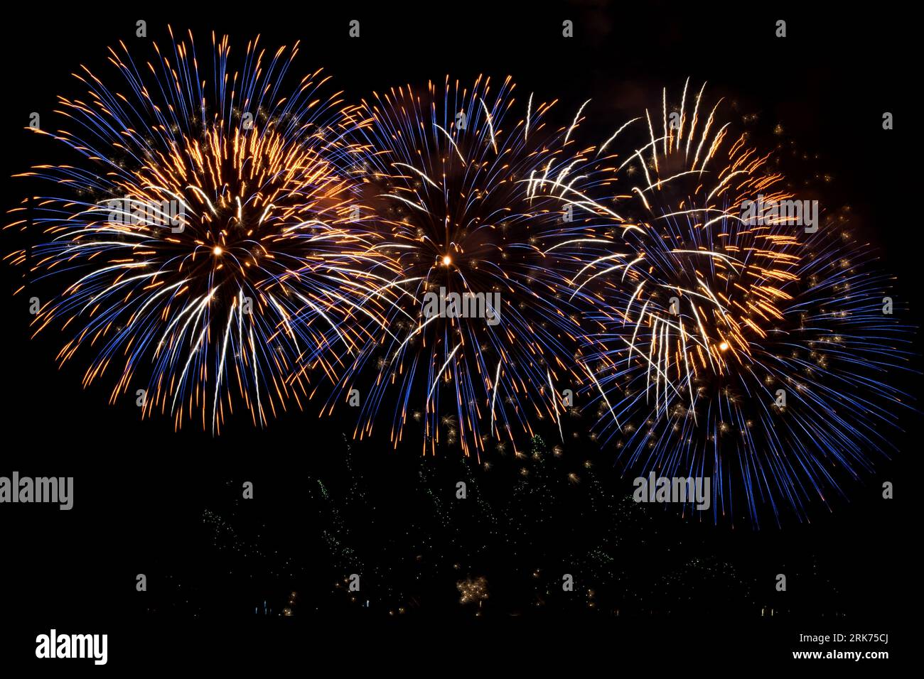 Long exposure shot of a beautiful colourful fireworks display during ...