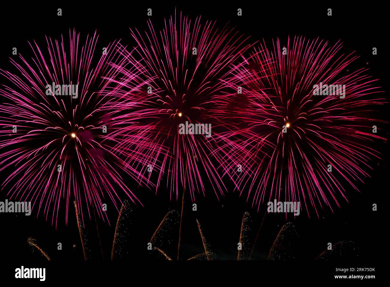 Long exposure shot of a beautiful colourful fireworks display during ...