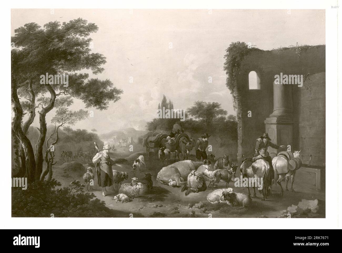 Peasants and animal near ruins between 1650 and 1689 by Willem Romeyn ...