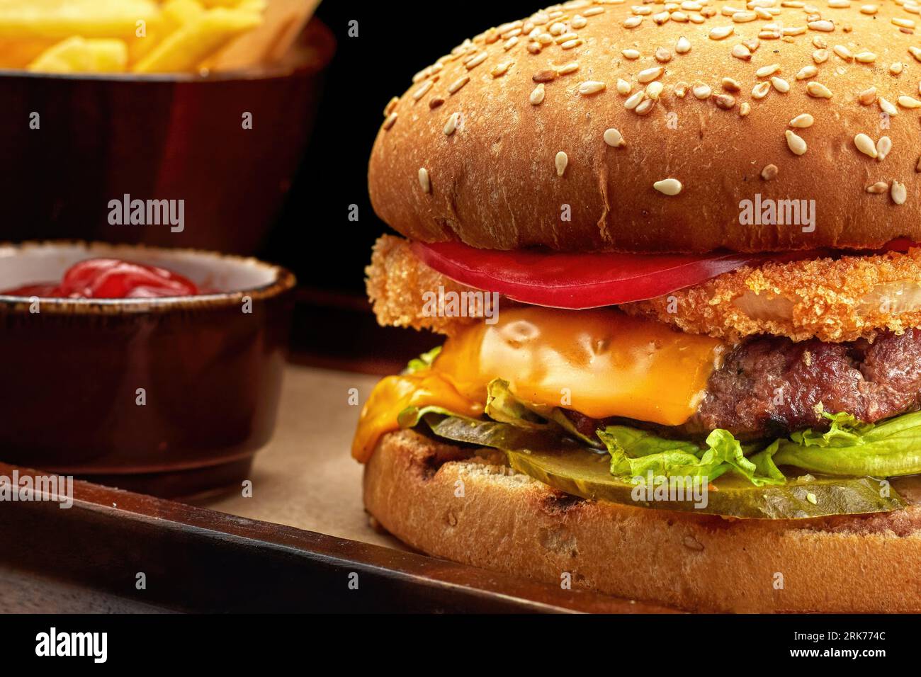 Double patty burger sandwich hi-res stock photography and images - Alamy