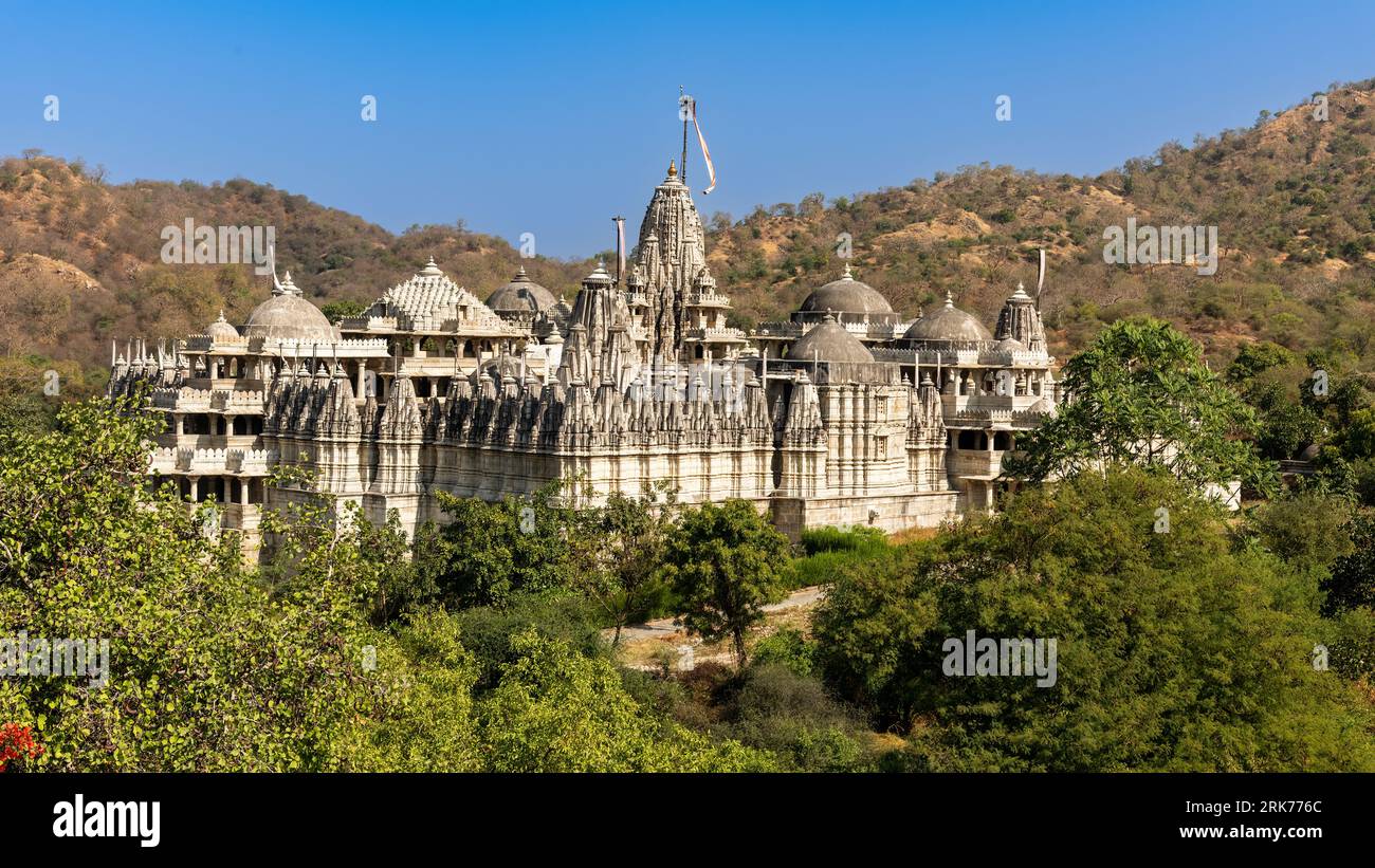 Beautiful jain Temple built using white marble in the midst of the ...