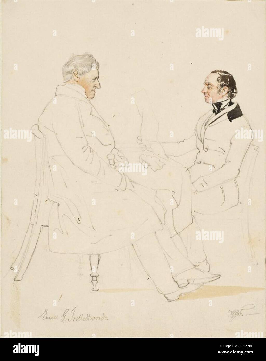 Excellensen Gustaf Trolle Bonde med sin lektor Johan Falkman by Josef Wilhelm Wallander Stock ...