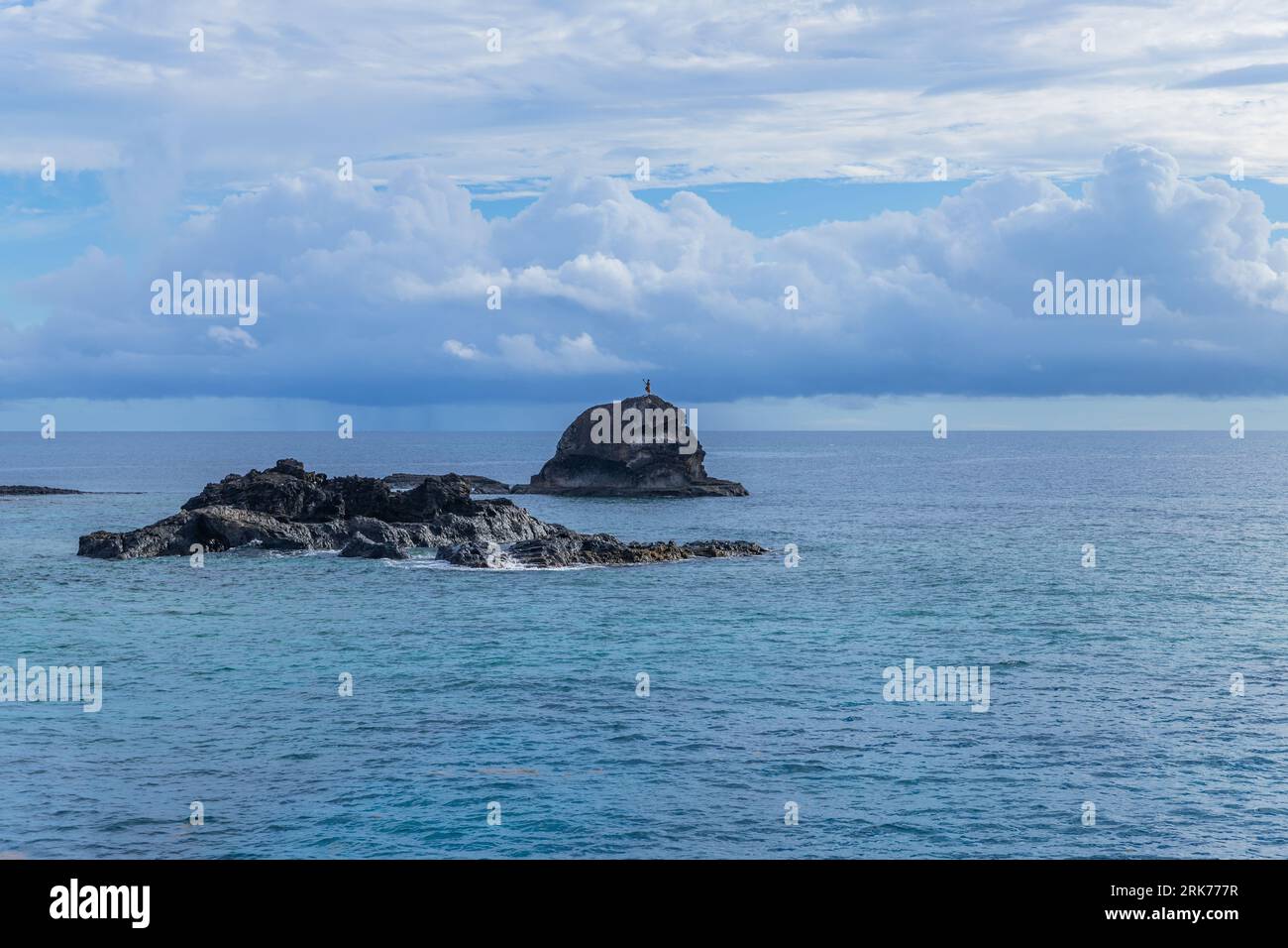 Nacula, Fiji: 26 May 2023: Warrior on rock, Nacula Island, Yasawa ...