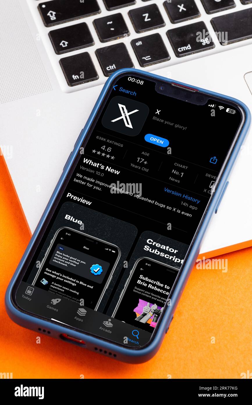 A modern smartphone displaying the X logo of the former Twitter brand ...