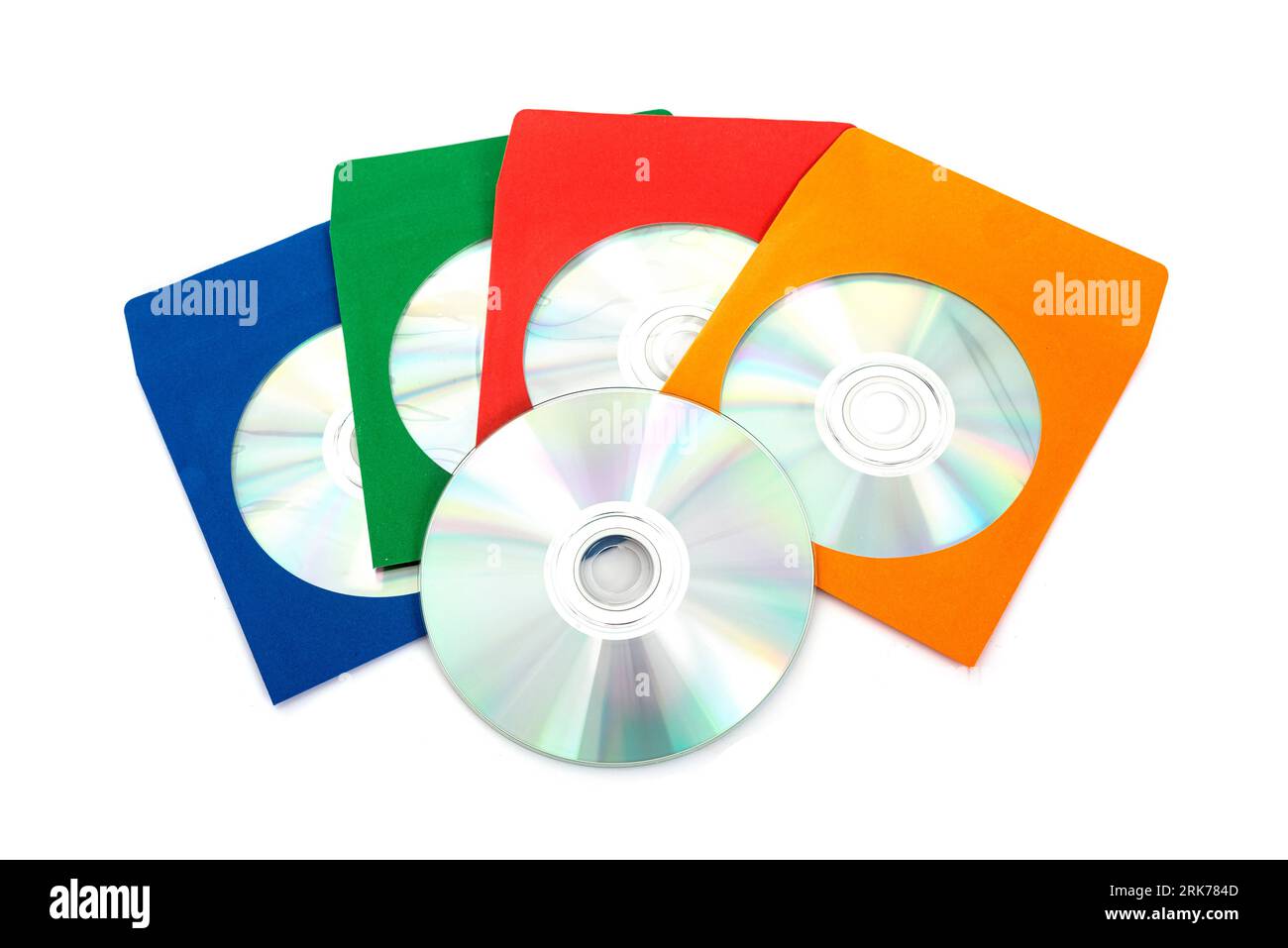 compact disk and envelope in front of white background Stock Photo - Alamy