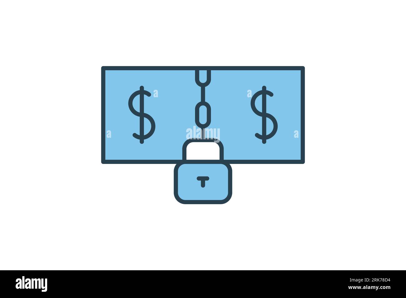 Dollar Bills with Chain and Lock Icon. Icon related to Credit and Loan. suitable for web site ...