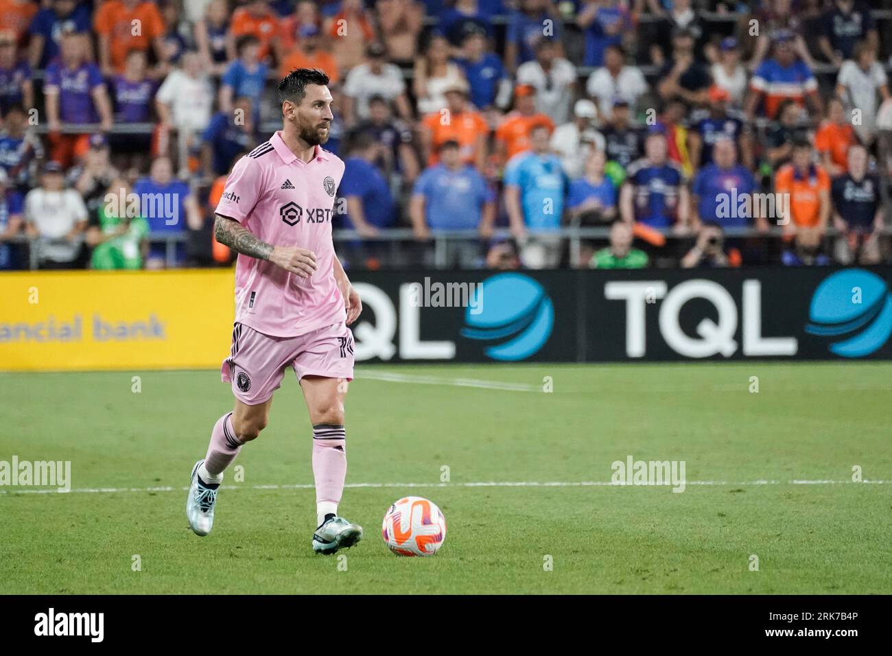 Inter Miami forward Lionel Messi dribbles the ball during the second ...
