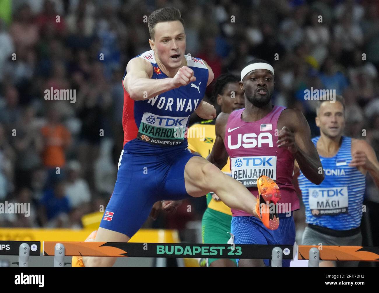 Karsten WARHOLM of NOR and Rai BENJAMIN of USA Final 400 METRES HURDLES ...