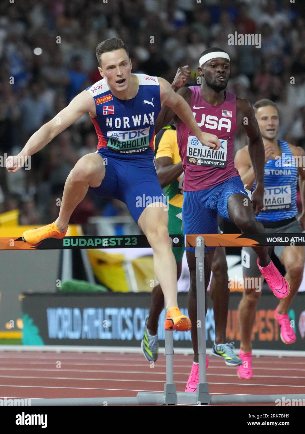 Karsten WARHOLM of NOR and Rai BENJAMIN of USA Final 400 METRES HURDLES ...
